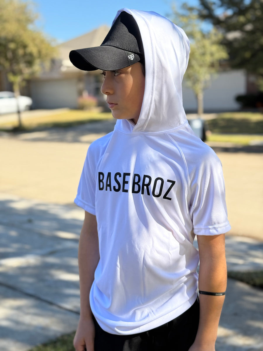 White short sleeve dri-fit hoodie – Basebroz