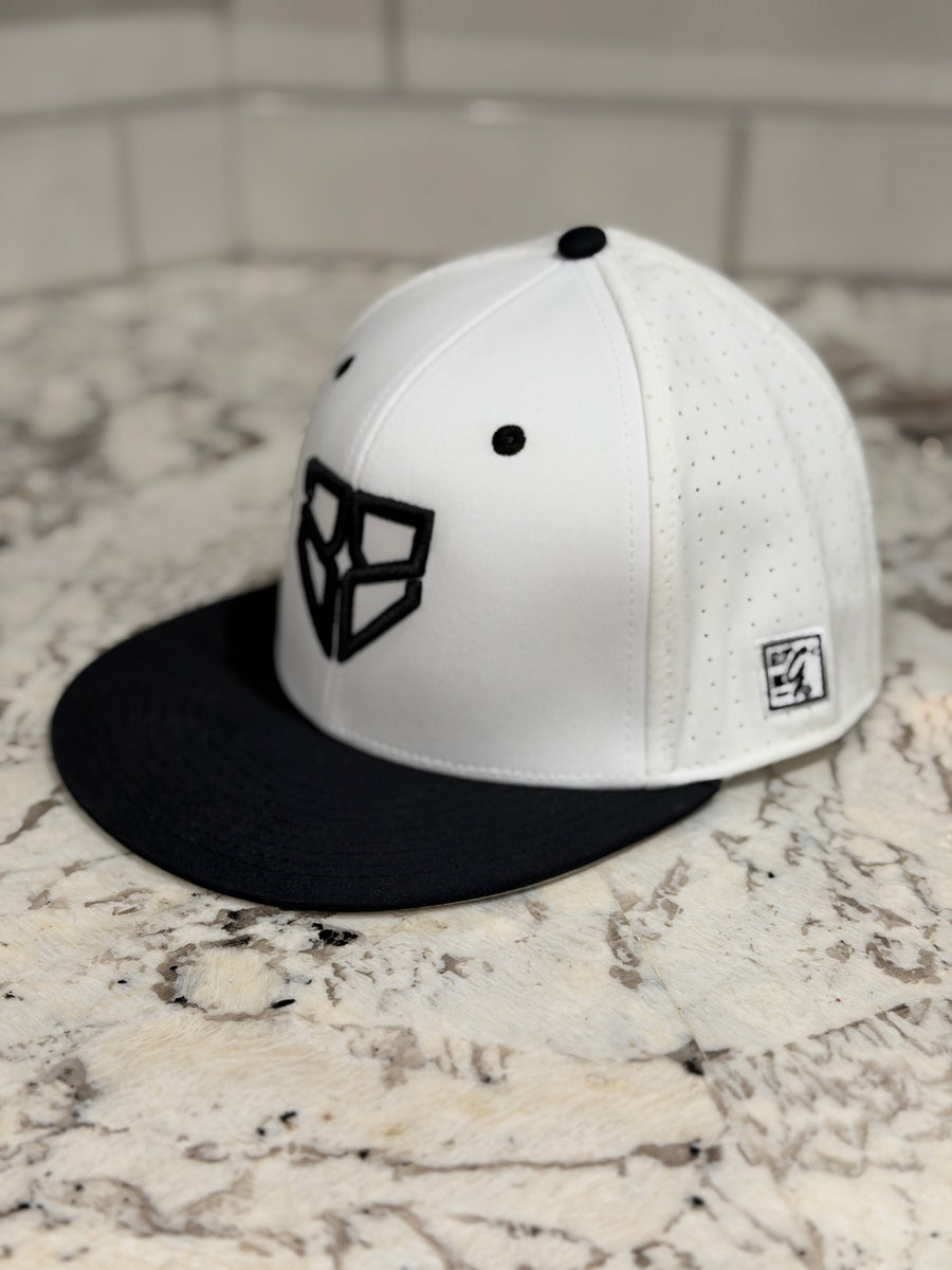 White with Black logo Flat Bill Hat – Basebroz