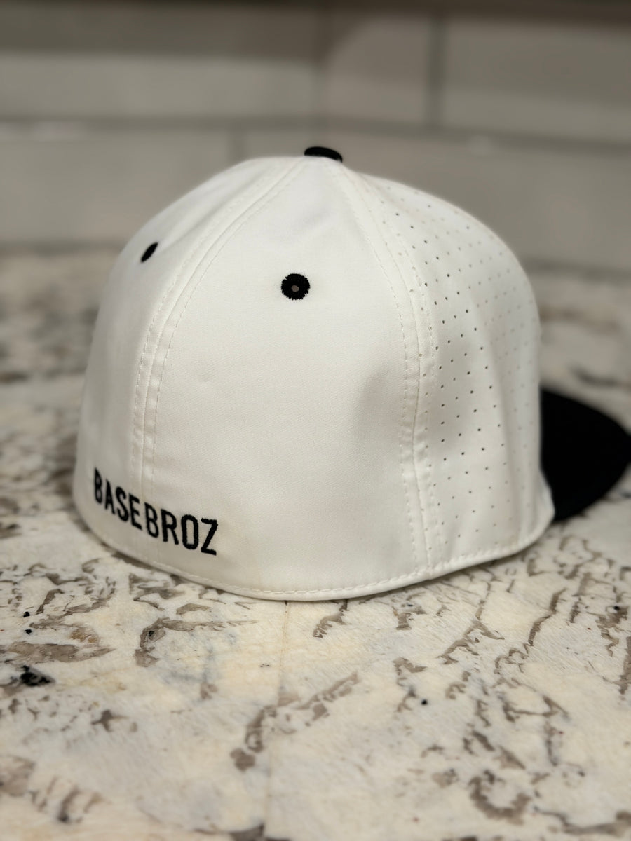 White with Black logo Flat Bill Hat – Basebroz