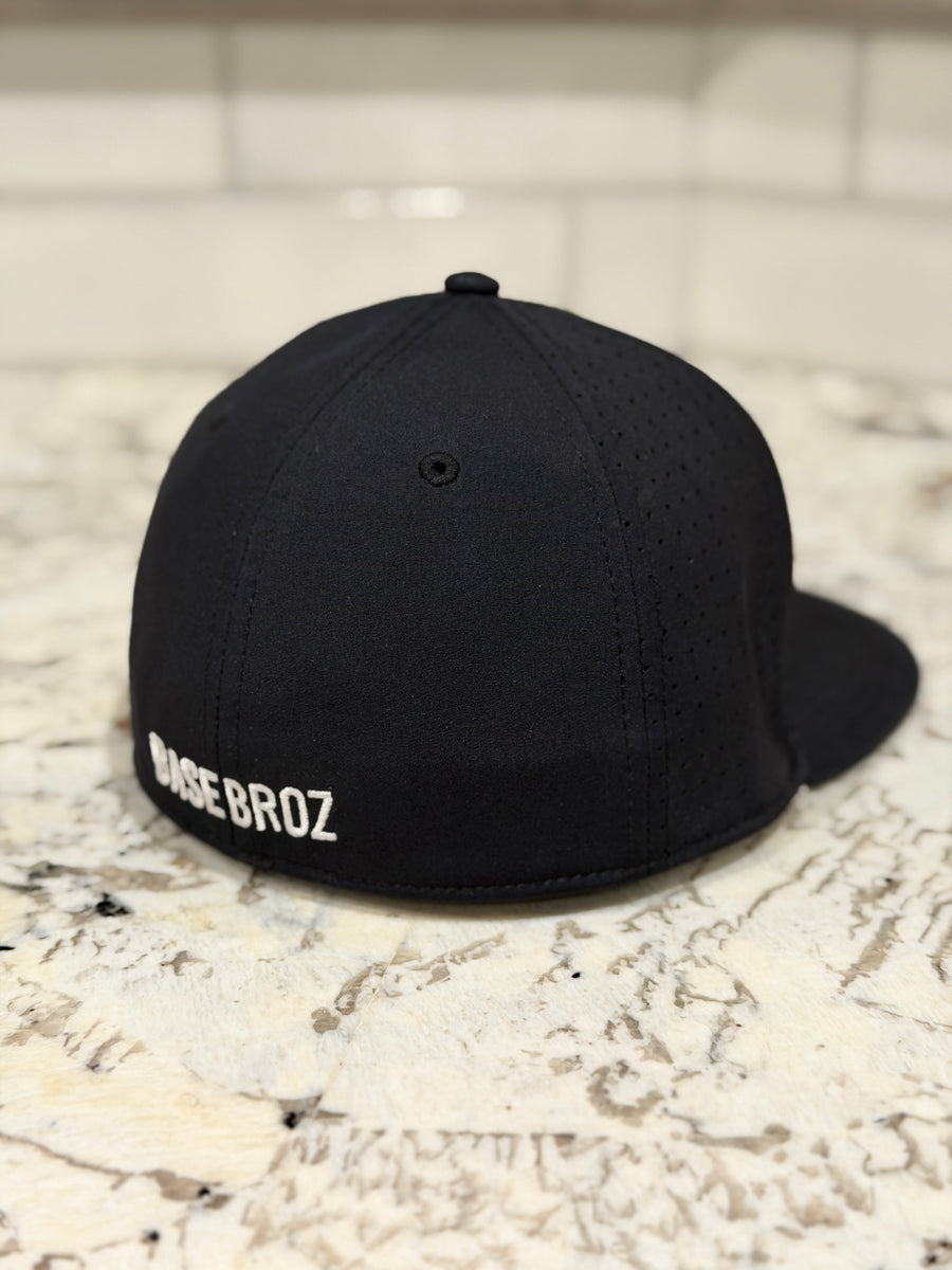 Black with White logo Flat Bill Hat – Basebroz